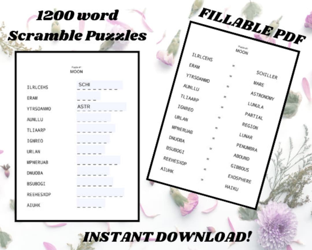 Fillable Scrambles: 1200 Word Scramble Puzzles to Enjoy and Have Fun ...