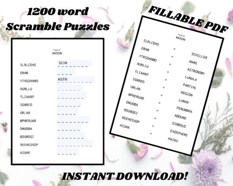 Fillable Scrambles: 1200 Word Scramble Puzzles to Enjoy and Have Fun ...