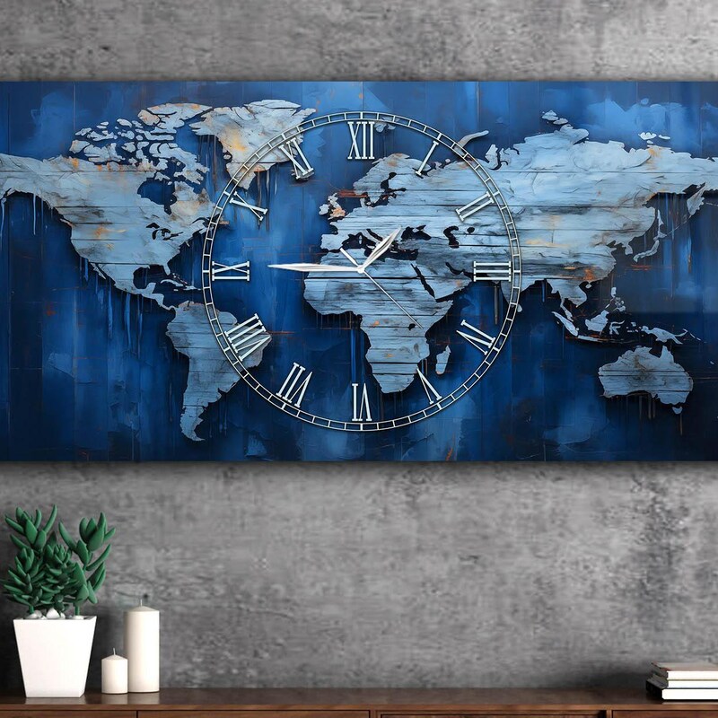 World Map Wall Clock - Etsy