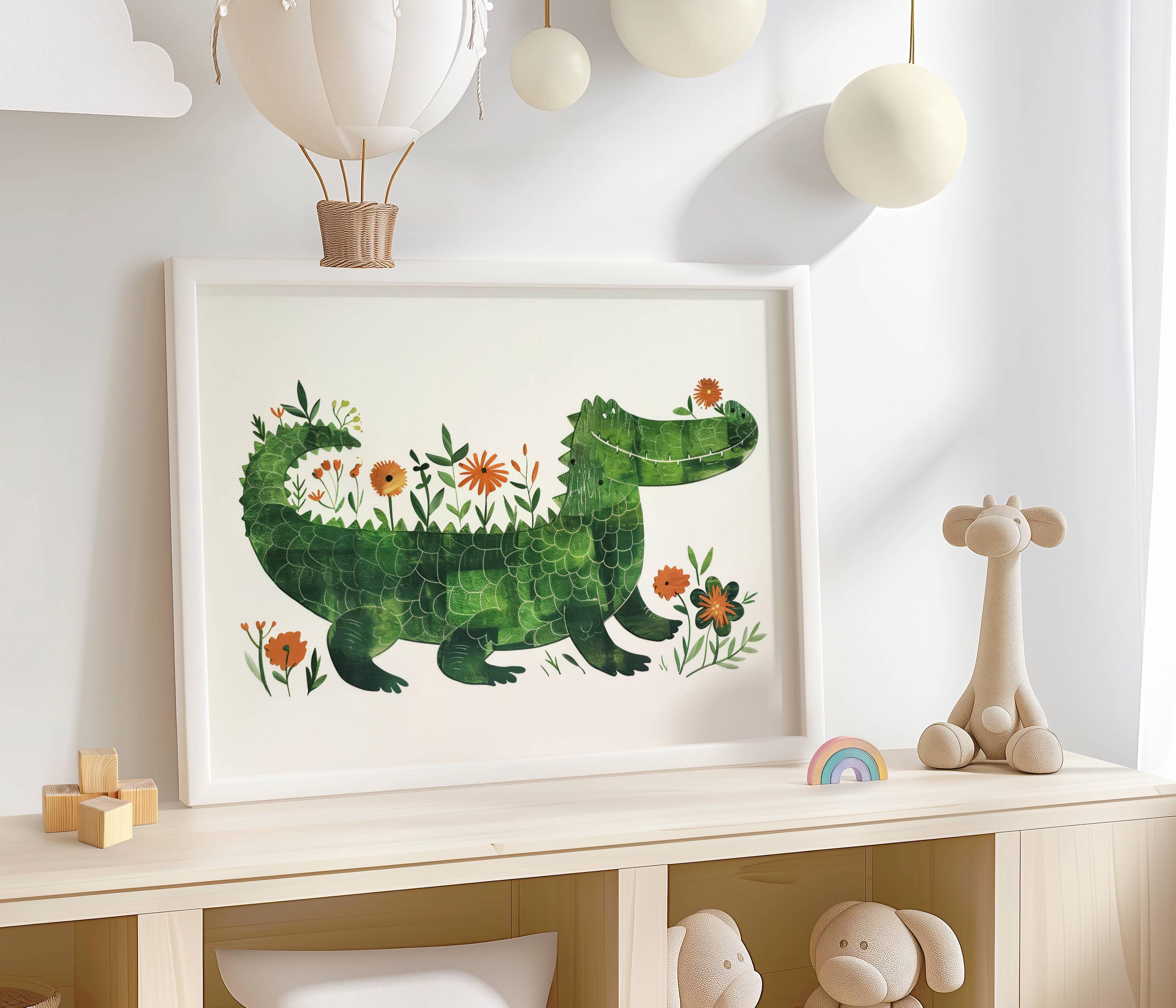 Nursery Wall Art Alligator Print Whimsical Alligator Kids Room Decor ...