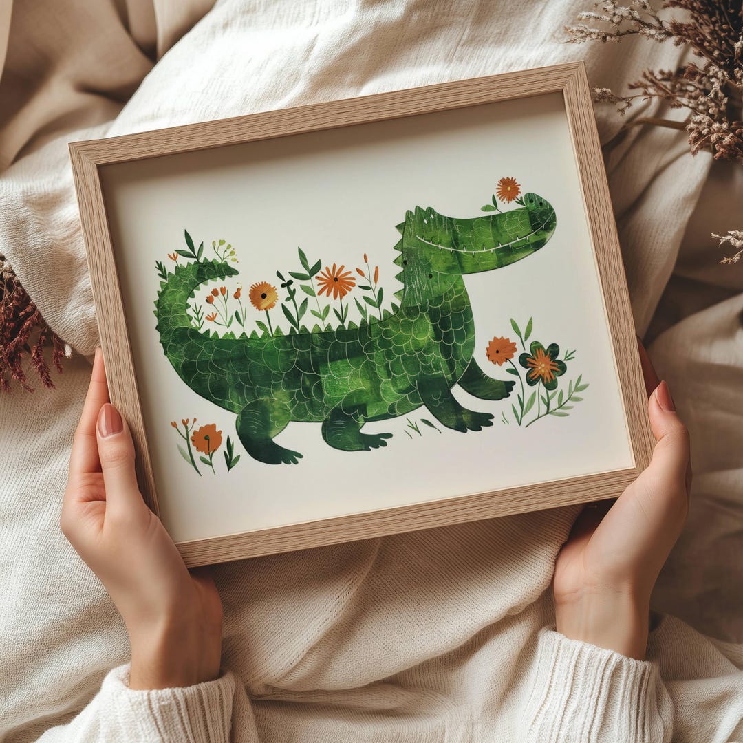 Nursery Wall Art Alligator Print Whimsical Alligator Kids Room Decor ...