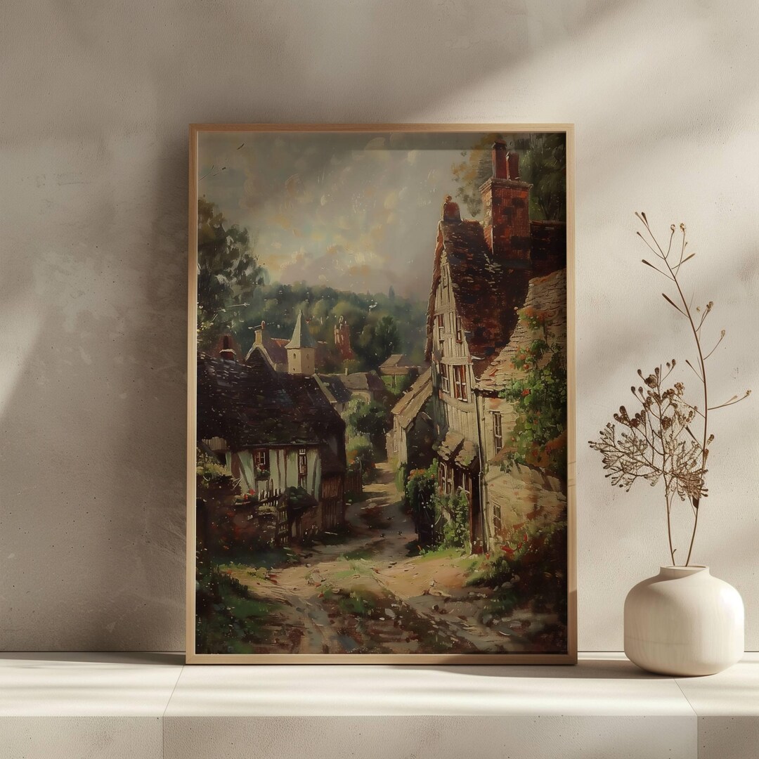 Vintage Art Print Rustic Cottagecore Wall Art European Village ...