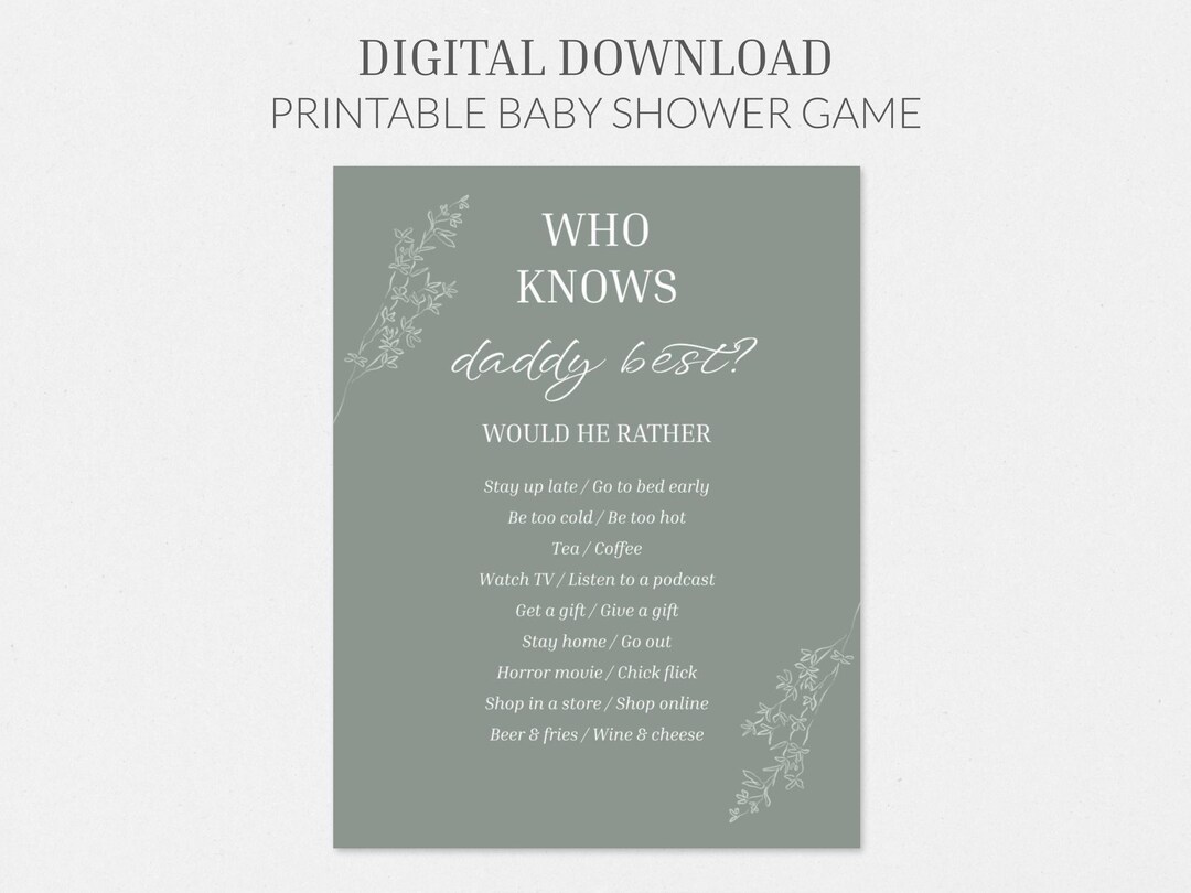 Baby Shower Who Knows Daddy Best | Baby Shower Games | Baby Shower ...