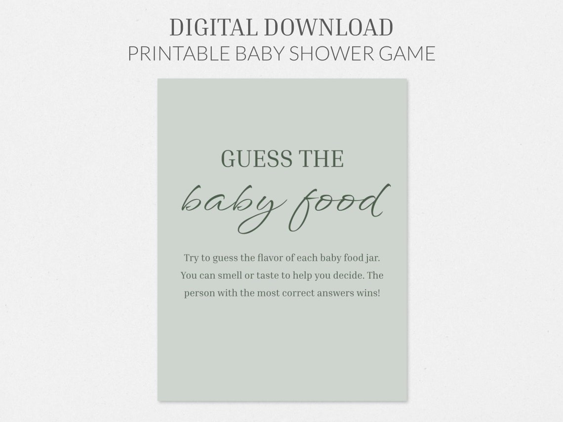 Baby Shower Guess the Baby Food Game | Baby Shower Games | Baby Shower ...