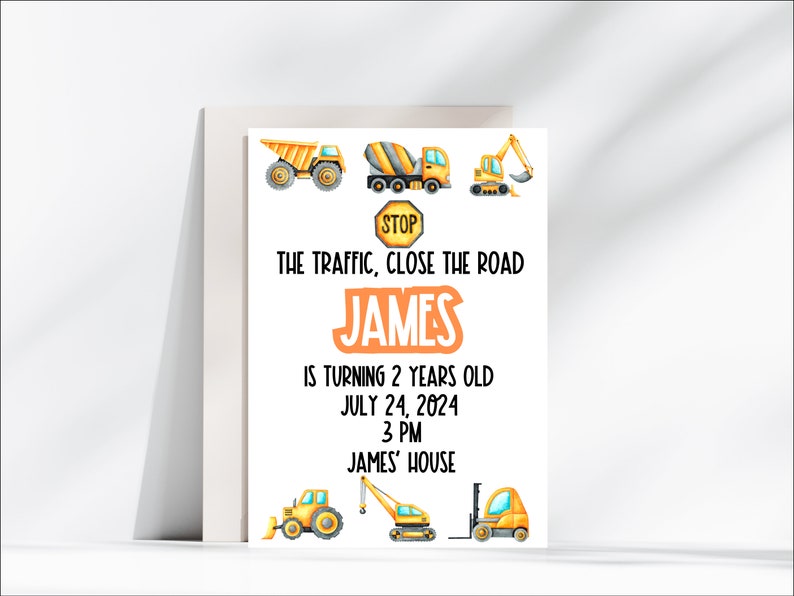 Construction Birthday Party Invitation / Stop the Traffic Close the ...