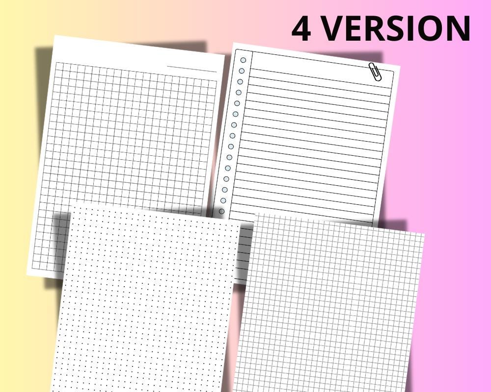 Lined Dot Grid Paper Printable, Writing Paper, Blank Notes, Study Note ...