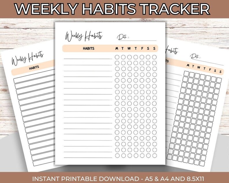 Weekly Habit Tracker Printable | Routine Goal Planner (PDF Download) - Etsy