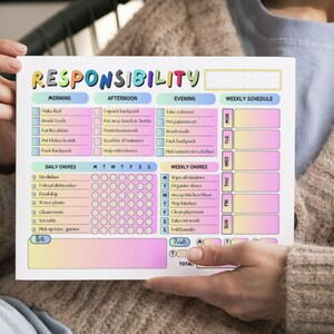 Printable Responsibility Chore Chart for Kids | Kids Daily Weekly ...