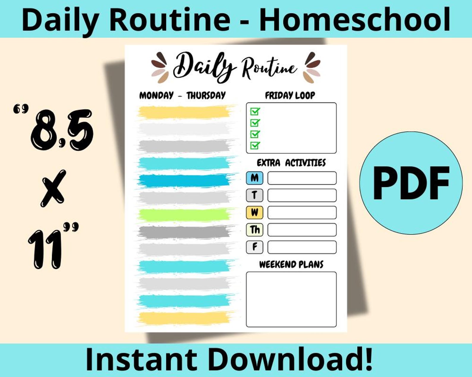 Daily Routine Template Daily Schedule Printable Homeschool Routine ...