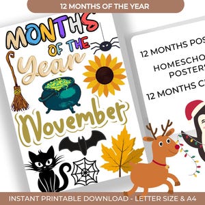 Months of the Year Printable, Classroom Decor, 12 Months Poster ...