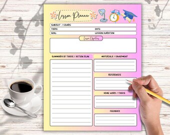 Lesson Plan Template, Lesson Planner Printable, Homeschool Teacher ...