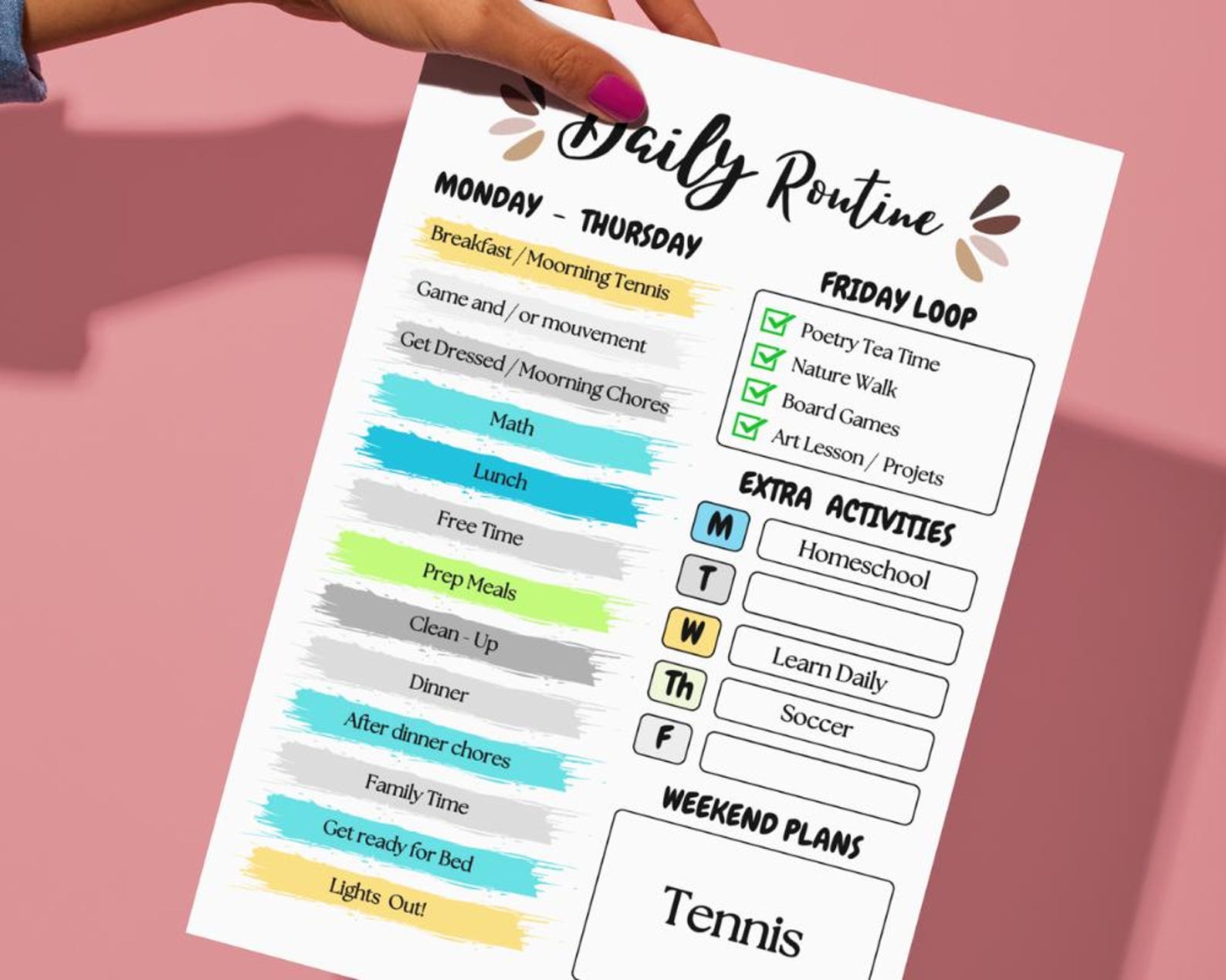 Daily Routine Template Daily Schedule Printable Homeschool Routine ...