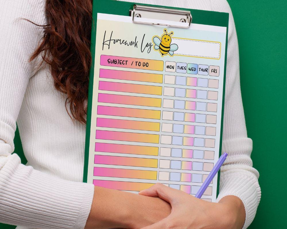 Homework Log Printable | Homework Tracker for Kids | Printable Homework ...