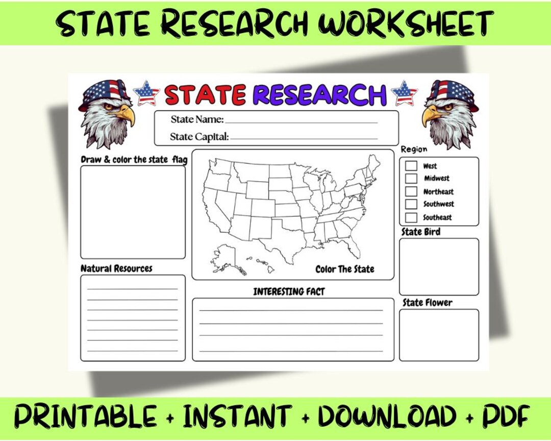 State Worksheet Research Kids History Worksheet Homeschool History ...