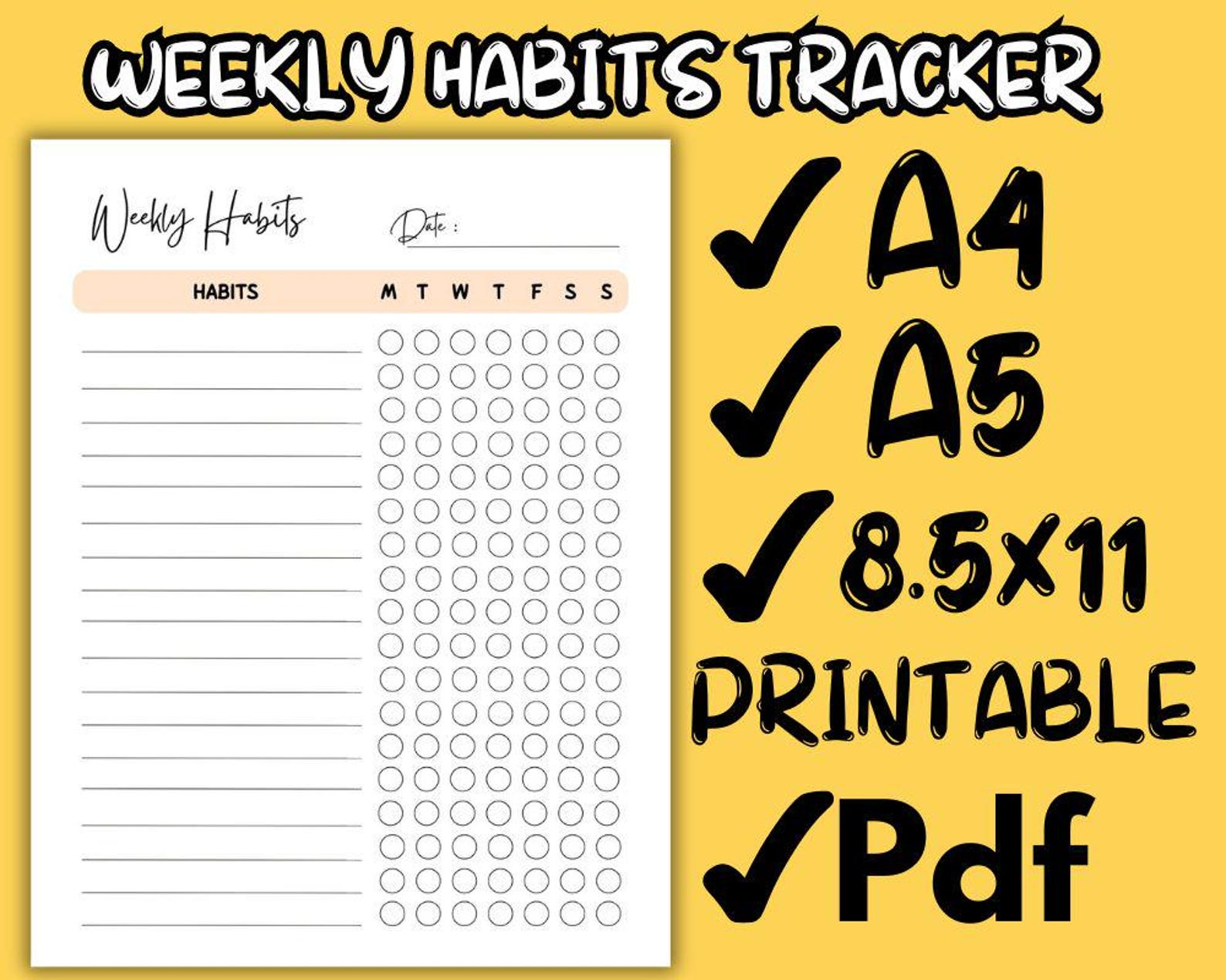 Weekly Habit Tracker Printable | Routine Tracker | 7 Day Habit ...