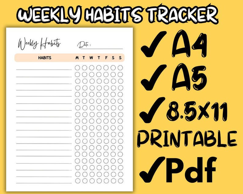 Weekly Habit Tracker Printable | Routine Tracker | 7 Day Habit ...