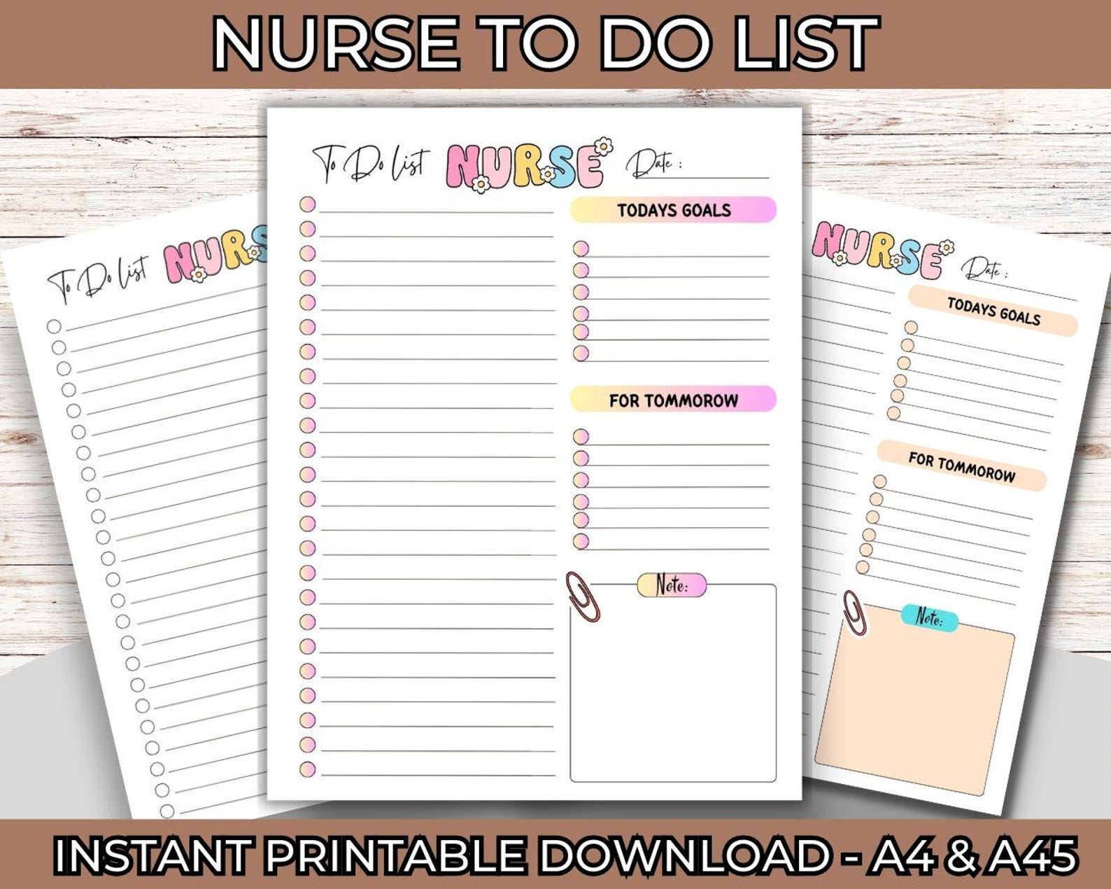 Printable Nurse To Do List Nurse Notes Template Medsurg Nurse