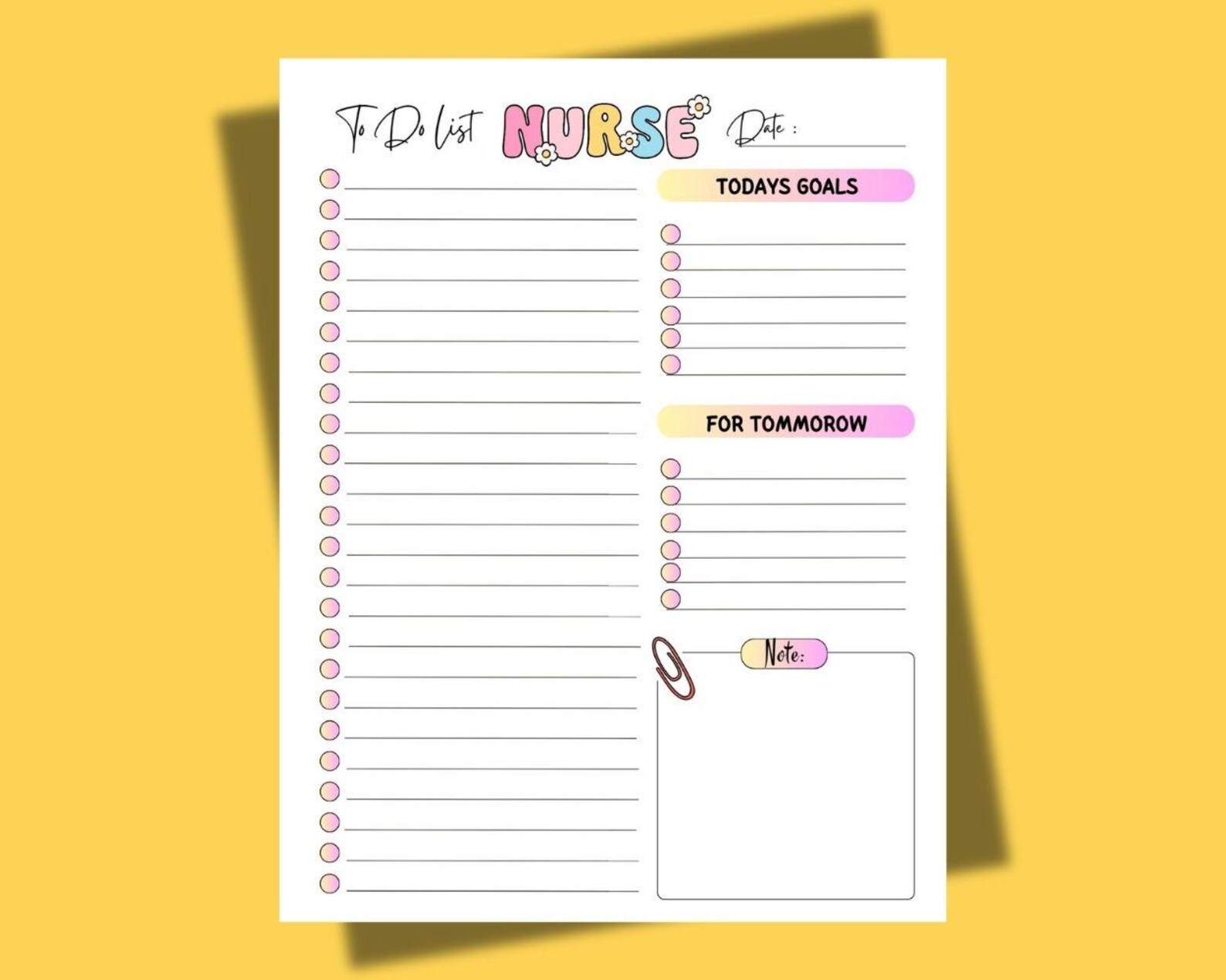 Printable Nurse to Do List, Nurse Notes Template, Medsurg Nurse ...