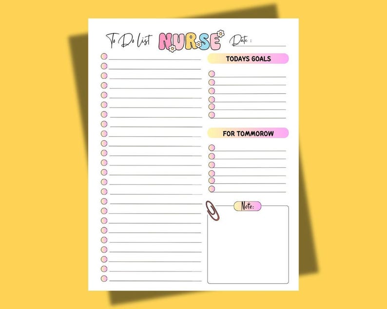 Printable Nurse to Do List, Nurse Notes Template, Medsurg Nurse ...