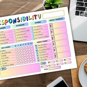 Printable Responsibility Chore Chart for Kids | Kids Daily Weekly ...