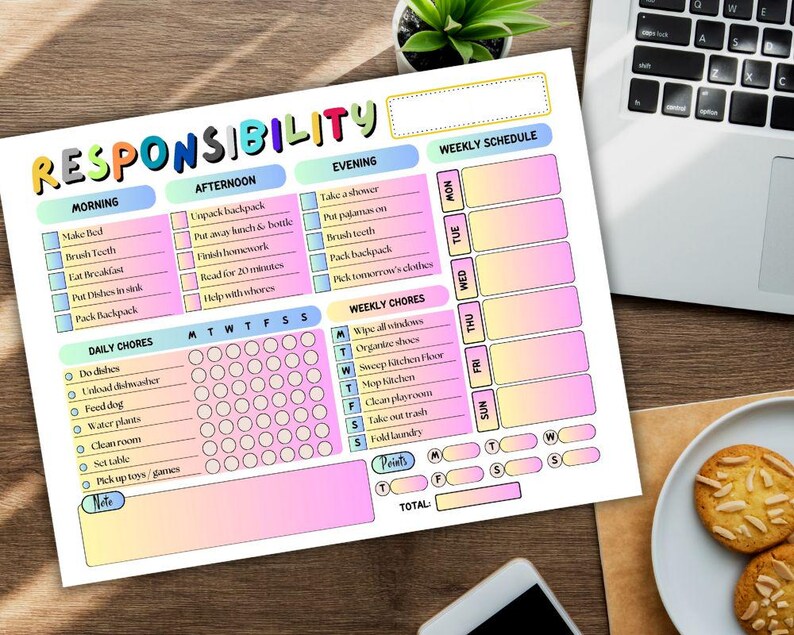 Printable Responsibility Chore Chart for Kids | Kids Daily Weekly ...