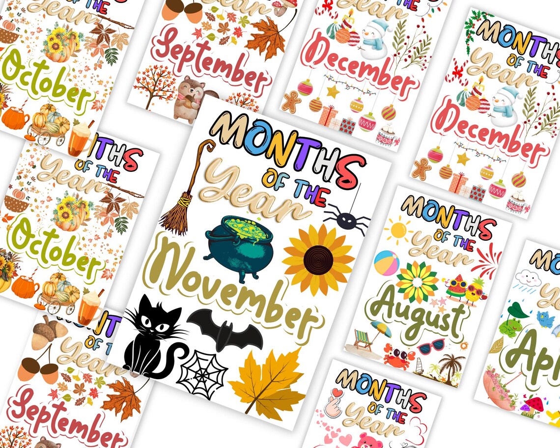 Months of the Year Printable, Classroom Decor, 12 Months Poster ...