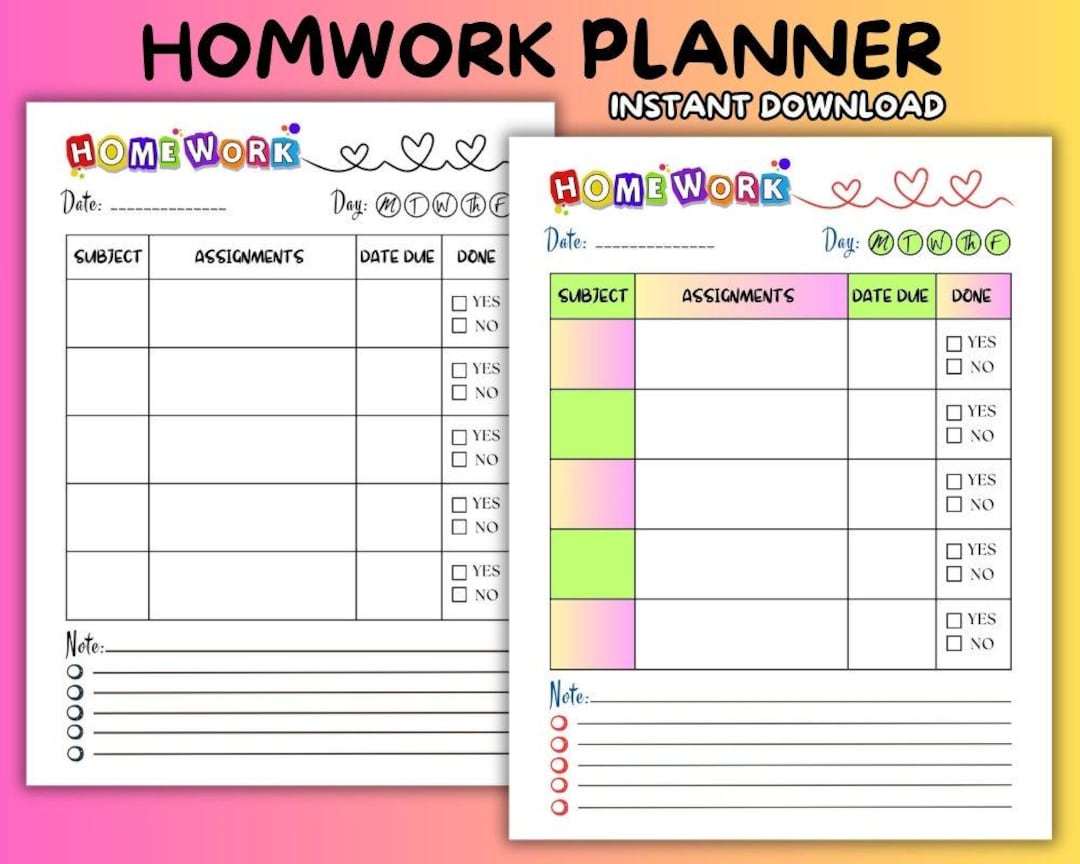 Homework Planner: Undated Assignment Tracker for College, Middle & High ...