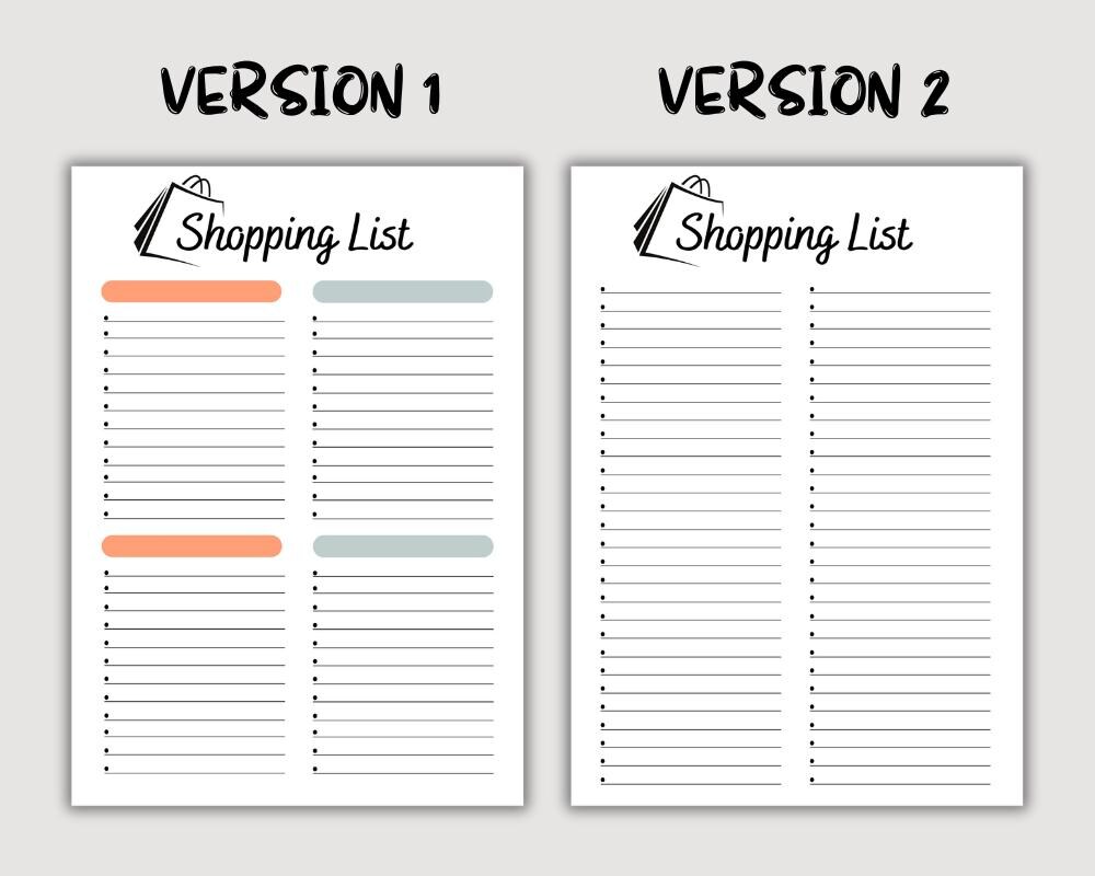 Printable Shopping List Printable Shopping Checklist Shopping List ...