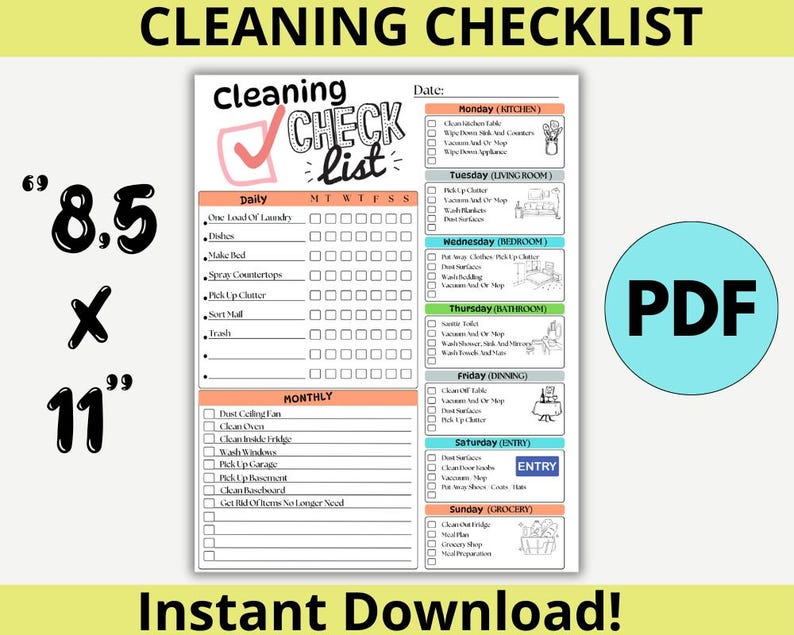 Cleaning Checklist: Daily, Weekly and Monthly Cleaning Schedule for ...