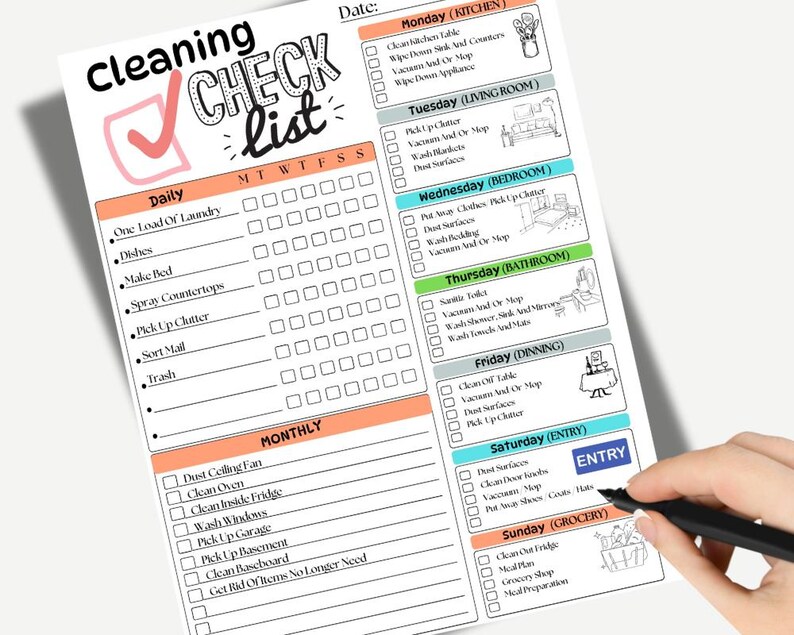 Cleaning Checklist: Daily, Weekly and Monthly Cleaning Schedule for ...