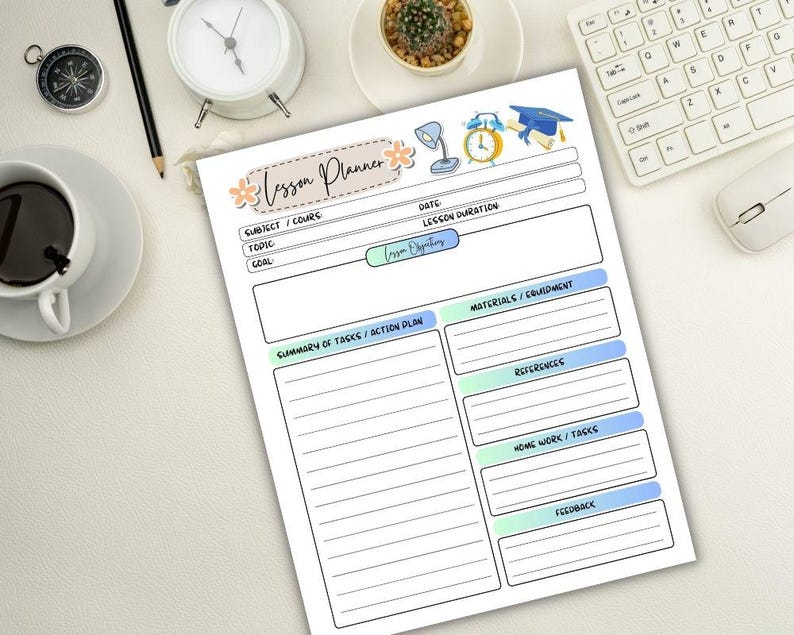 Simple Lesson Plan Template, Lesson Planner Printable, Homeschool ...