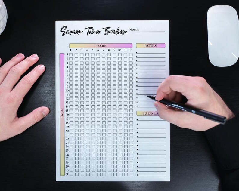 Screen Time Tracker Printable / Get Your Digital Life Under Control by Tracking Your Screen Time ...
