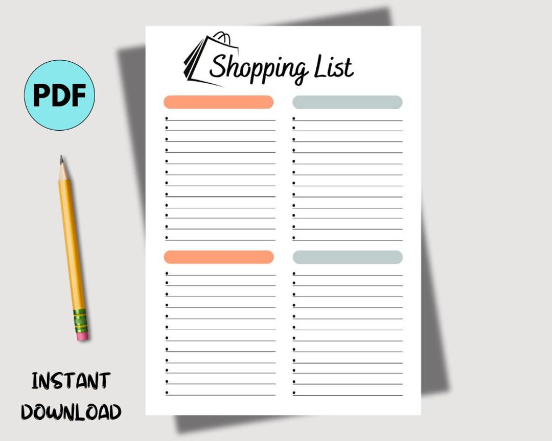 Printable Shopping List Printable Shopping Checklist Shopping List ...