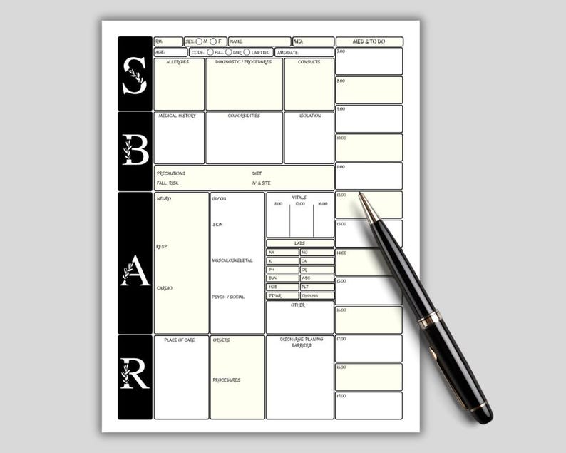 SBAR Nurse Report Sheet, Nurse Brain Sheet, Advanced Assessment Report ...