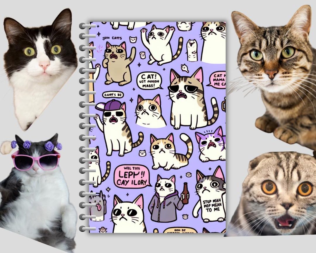 The Sad Cat Meme Spiral Journal Notebook, Sad Cat Meme, Crying Cat Meme ...