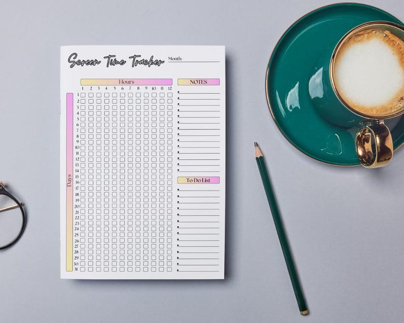 Screen Time Tracker Printable / Get Your Digital Life Under Control by Tracking Your Screen Time ...