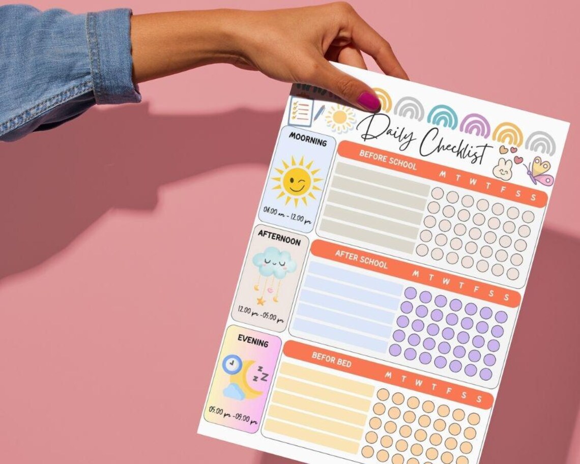 Kids Daily School Checklist, Responsibility Chart, Kids to Do List ...