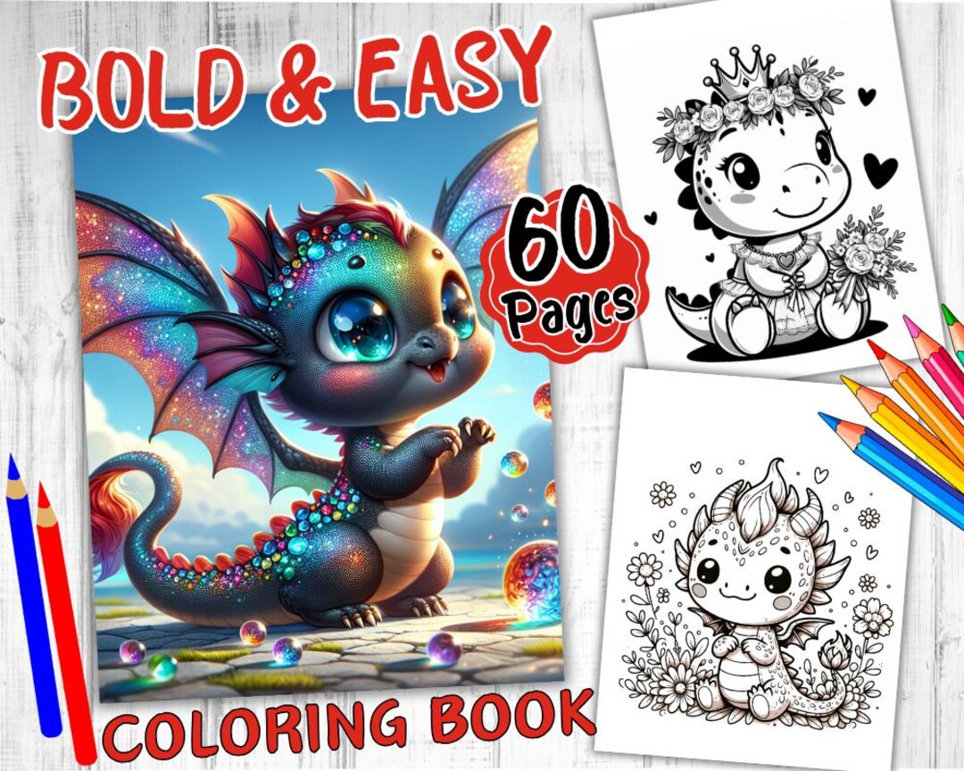 Fantasy Adventure Dragon Coloring Pages PDF for Adults & Kids, Mythical ...