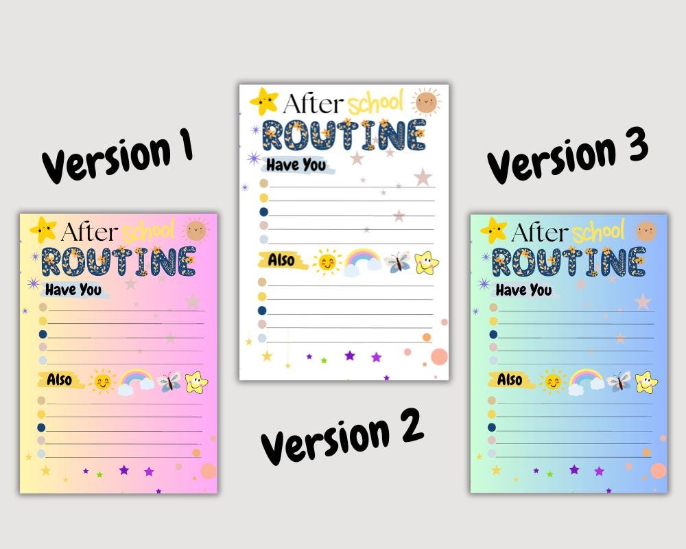 After School Routine Printable Schoolday Rules Chart Reusable Daily ...