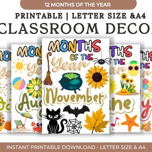 Months of the Year Printable, Classroom Decor, 12 Months Poster ...