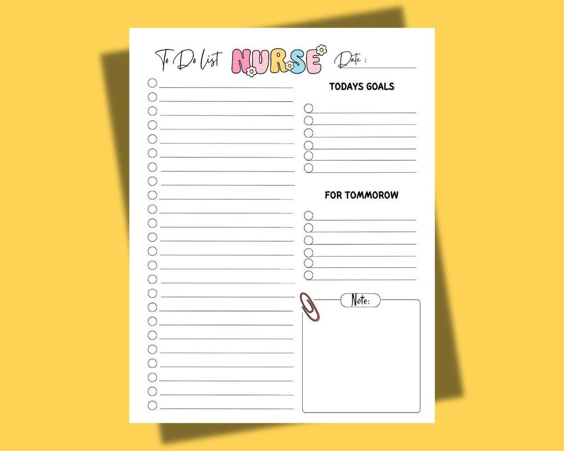 Printable Nurse to Do List, Nurse Notes Template, Medsurg Nurse ...