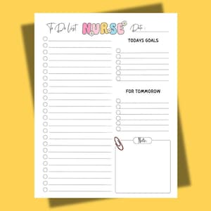 Printable Nurse to Do List, Nurse Notes Template, Medsurg Nurse ...