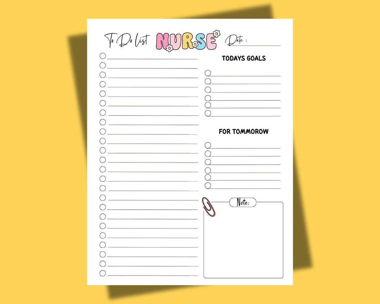 Printable Nurse to Do List, Nurse Notes Template, Medsurg Nurse ...