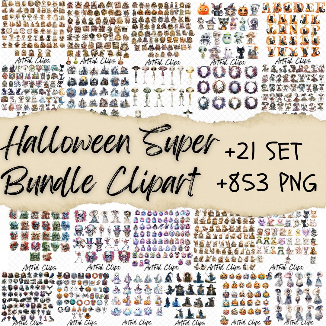 853 Halloween Bundle Clipart, Happy Halloween Clipart, Dracula, Bat ...