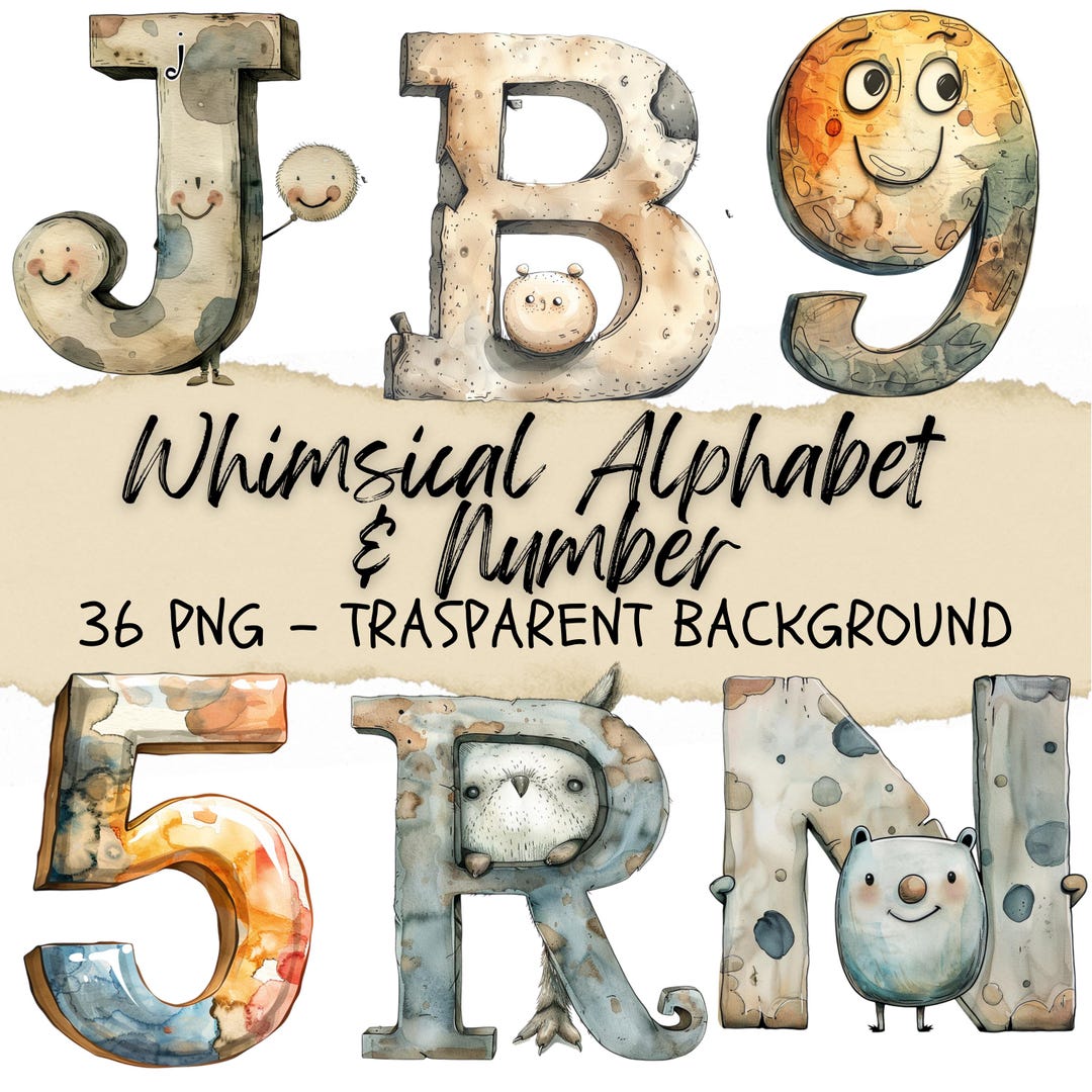 36 Whimsical, Alphabet Letters, Nursery Clipart, Fantasy Clipart, Abc ...