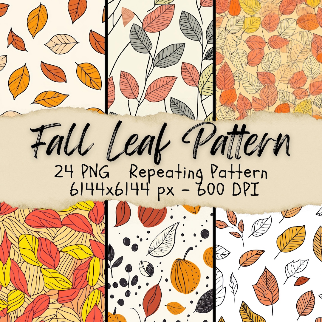 24 Fall Leaf Pattern, Autumn Leaves, Pastel Floral Wrapping Paper ...