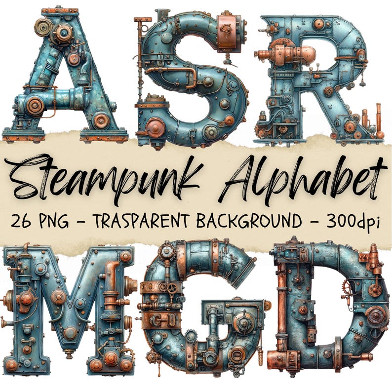 26 Steampunk Font, Steampunk Typeface, Alphabet Letters, Victorian Font ...