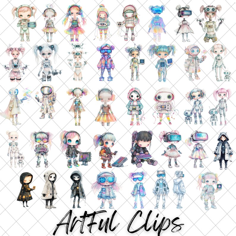 39 Cyberpunk Doll Clipart, Futuristic Doll Graphics, Sci-fi ...