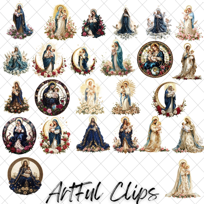 25 Virgin Mary With Jesus Clipart, Mother Mary Png, Christian Artwork ...