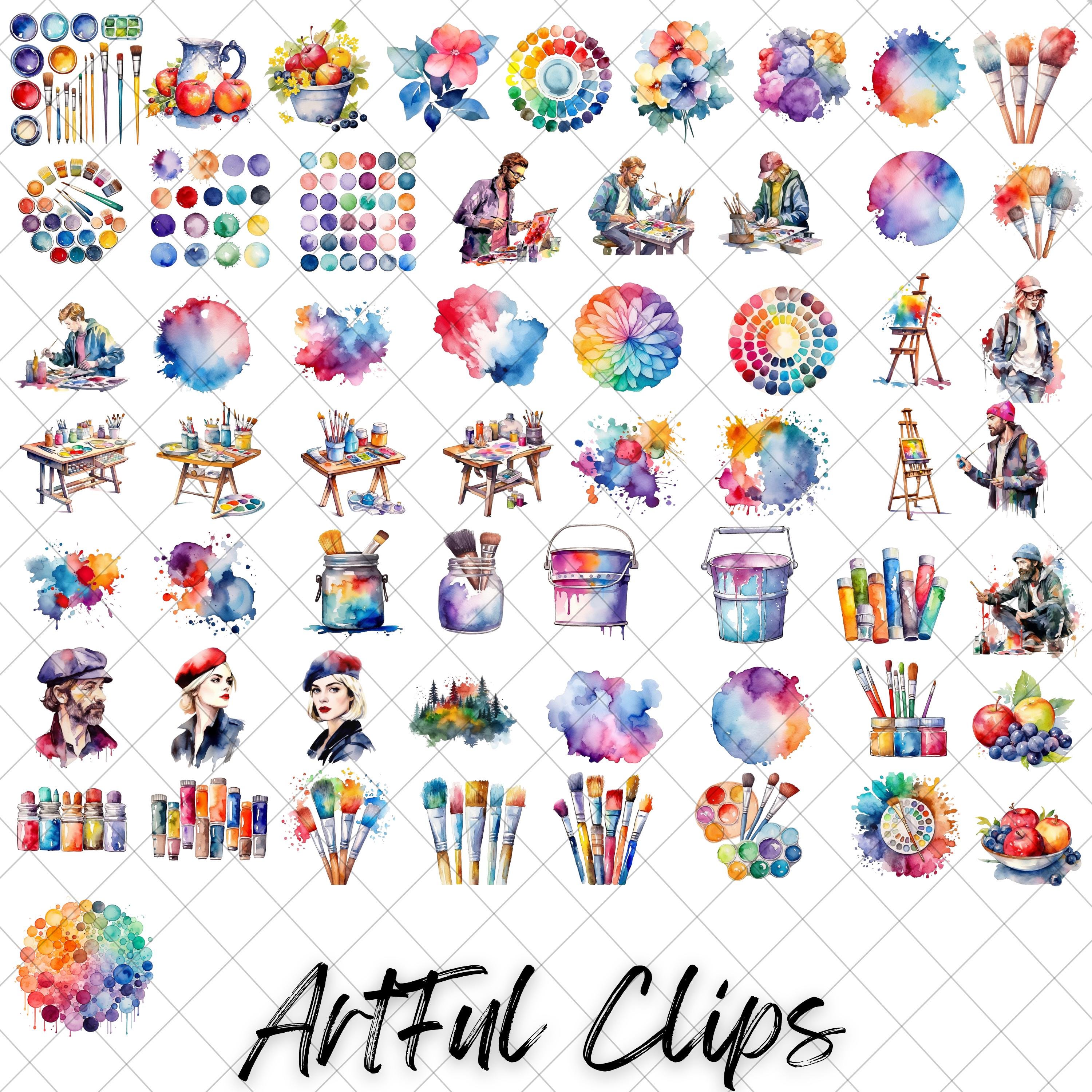 58 Watercolor Paint Clipart, Brush Strokes, Splatters (PNG) - Etsy